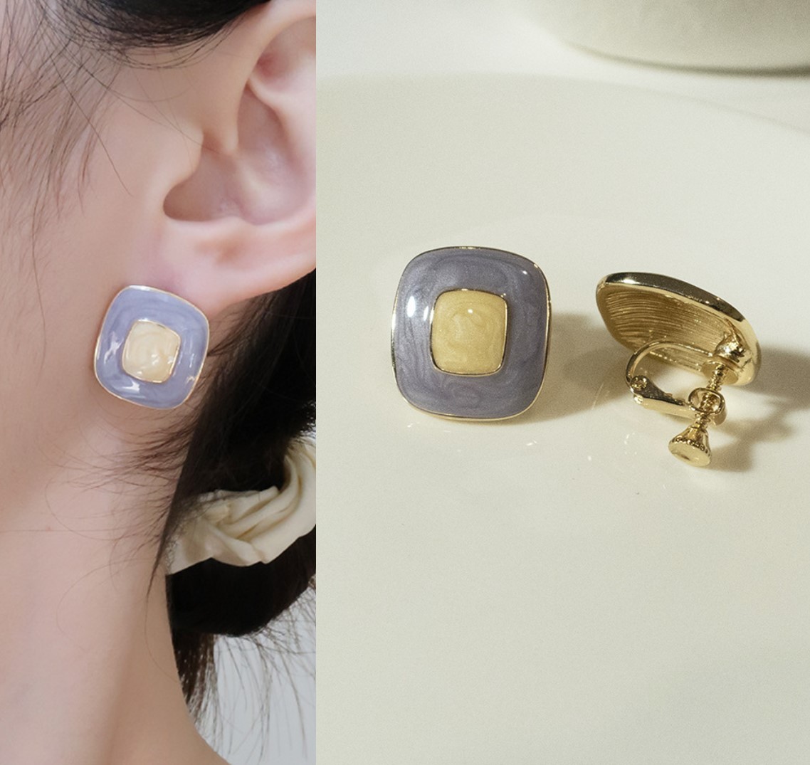 四角配色ピアス｜イヤリング UP to YOU 問屋・仕入れ・卸・卸売の専門【仕入れならNETSEA】