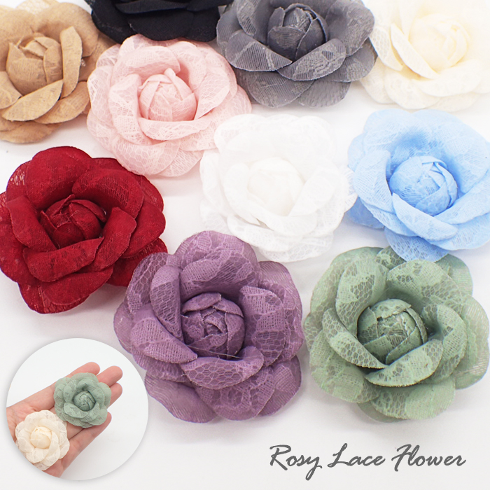 レース カメリア フラワーパーツ 10色 1個 ローズ バラ 薔薇 コサージュ Partsworld Akane 問屋・仕入れ・卸・卸売の専門【仕入れならNETSEA】