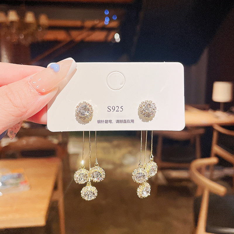 INS大人気 ピアス アクセサリー 耳飾り 925シルバー レディース 揺れるピアス ラインストーン | 卸売・ 問屋・仕入れの専門サイト【NETSEA】