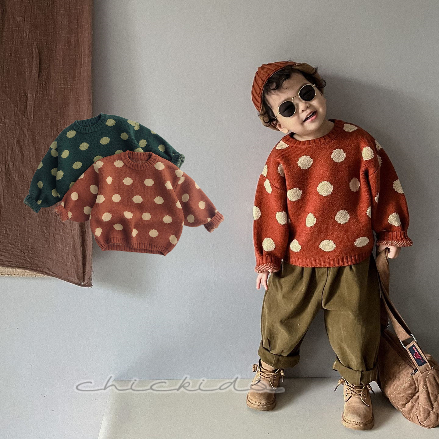 ins 秋新作 子供セーター ドット柄 森ガール セーター 男女兼用 子供服 トップス カジュアル ONE MORE | 卸売・ 問屋・仕入れの専門サイト【NETSEA】