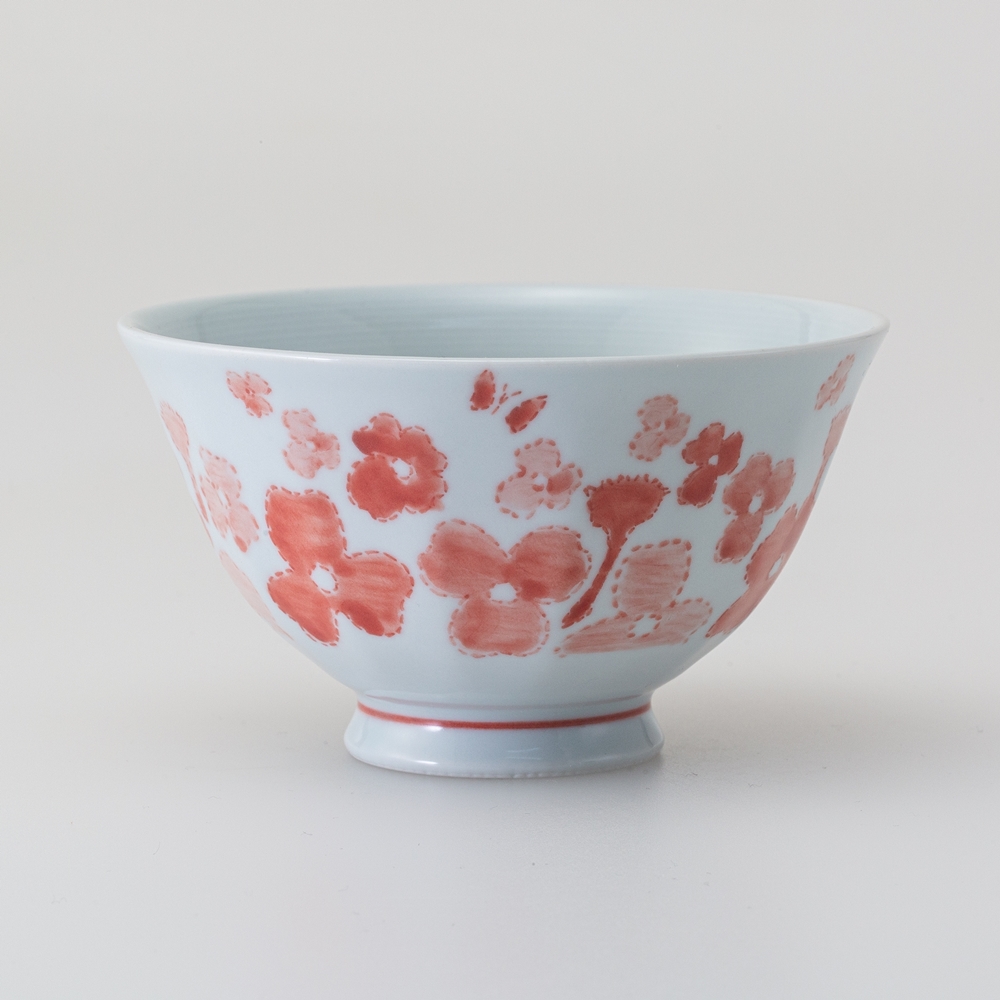 【SALE】花かご 面取軽量飯碗 中・赤 | 卸売・ 問屋・仕入れの専門サイト【NETSEA】