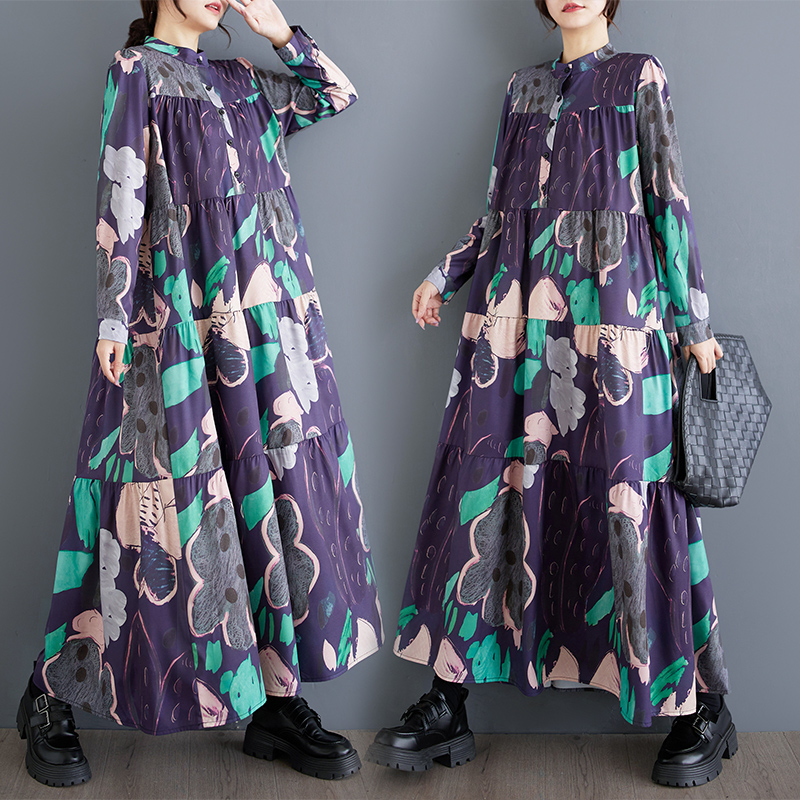 初回送料無料 新作レディースファッション カジュアル プリント ハイウエスト ロングワンピース Sommy 株式会社 | 卸売・ 問屋・仕入れの専門サイト【NETSEA】