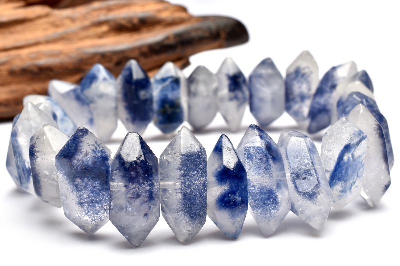 【1点物】デュモルチェライトインクォーツ 7-9x16-21mm 両剣ポイント ブレスレット _M1782 株式会社 SEKIKON | 卸売 ...