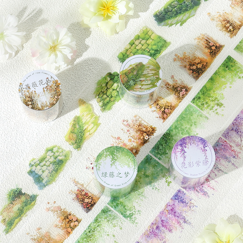 ステッカー PETシール マスキングテープ 造景 ドア 花フラワー葉 石ころ道 40mm*2m | 卸売・ 問屋・仕入れの専門サイト【NETSEA】