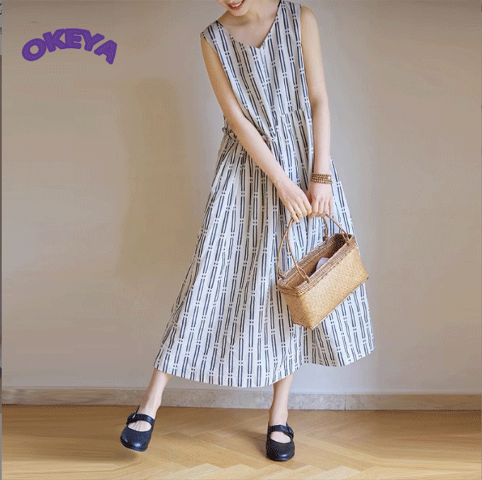 レディース服 2025年夏新作 ロングワンピース vネック 綿麻 Aライン カジュアル M#-2XL# | 卸売・ 問屋・仕入れの専門サイト【NETSEA】