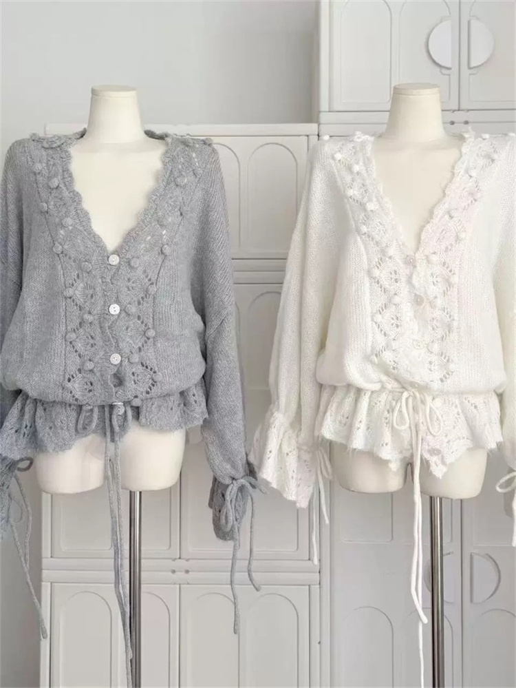 限定SALE 25年新作登場 韓国ファッション 2025秋 ニットトップス Vネック 透かし模様 ロング袖 | 卸売・ 問屋・仕入れの専門サイト【NETSEA】