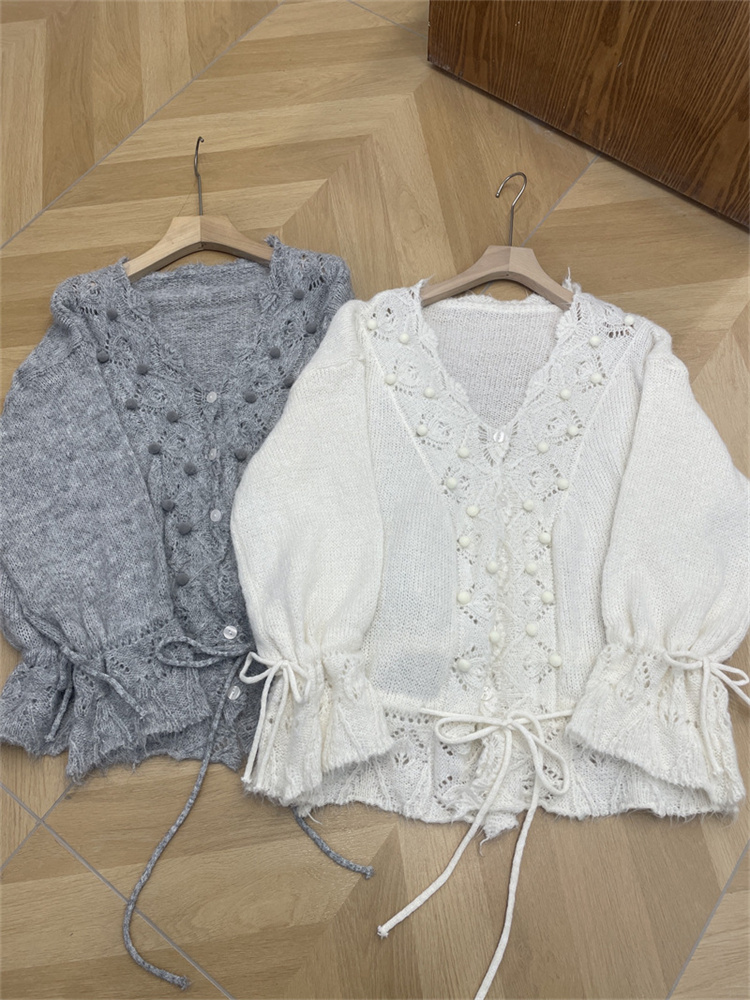 限定SALE 25年新作登場 韓国ファッション 2025秋 ニットトップス Vネック 透かし模様 ロング袖 | 卸売・ 問屋・仕入れの専門サイト【NETSEA】