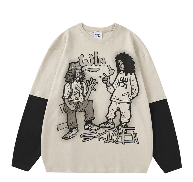メンズ アメリカンスタイル 配色レイヤード長袖Tシャツ プリント 偽レイヤー風ロンT トップス★全3色 | 卸売・ 問屋・仕入れの専門サイト【NETSEA】