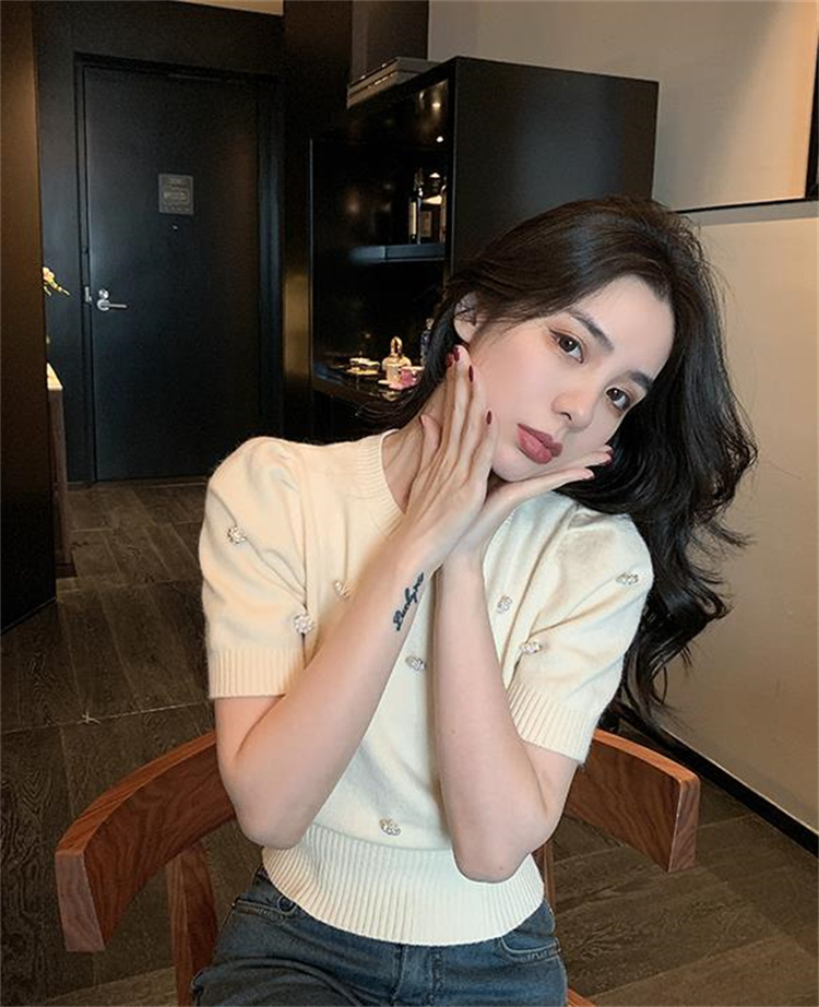 デザインセンス 快適である 春 半袖 ニットトップス ゆったりする 短いスタイル 上着 上品映え Mary dodo_韓国ファッション専門店 問屋・仕入れ・卸・卸売の専門【仕入れならNETSEA】