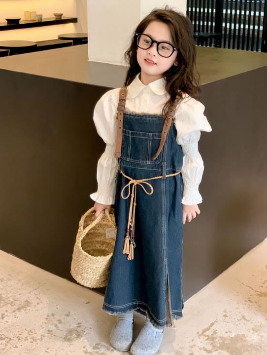 2023秋新品★子供服 シャツ＆吊りデニムスカート 分けて販売 90-150cm Sun Flower 問屋・仕入れ・卸・卸売の専門【仕入れならNETSEA】