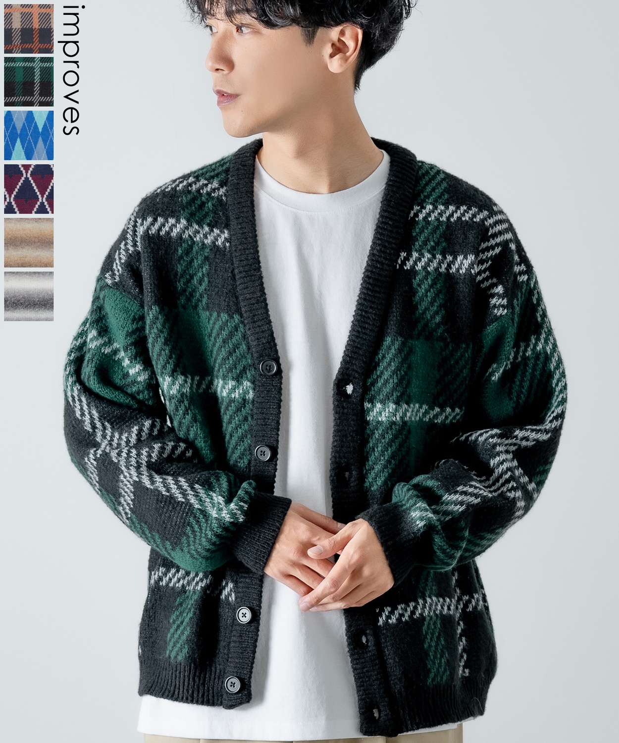 総柄ニットVネックカーデ 株式会社 インプローブス 問屋・仕入れ・卸・卸売の専門【仕入れならNETSEA】