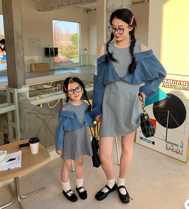 2024新作 韓国子供服 親子 女の子 長袖ワンピース 90-140cm 個人事業主 Light of the sea 問屋・仕入れ・卸・卸売の専門【仕入れならNETSEA】