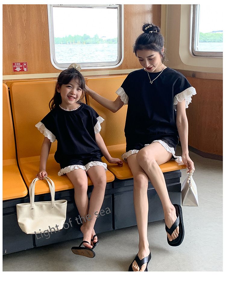 2024新作 韓国子供服 親子服 女の子 半袖トップス+ショートズボン 2点セット 2色100-150cm 個人事業主 Light of the sea 問屋・仕入れ・卸・卸売の専門【仕入れ ...