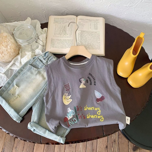 2024夏新作 韓国風子供服 男女兼用 おしゃれ ノースリーブ トップス Tシャツ 2色 80-130cm Y&L | 卸売・ 問屋・仕入れの ...