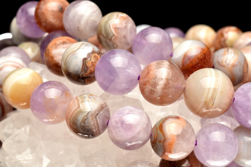 天然瑪瑙 アメジスト＆クレイジーレースアゲート共生 9.5mm ブレスレット 1個売り _BG5420-95 株式会社 SEKIKON | 卸売・ 問屋・仕入れの専門サイト【NETSEA】