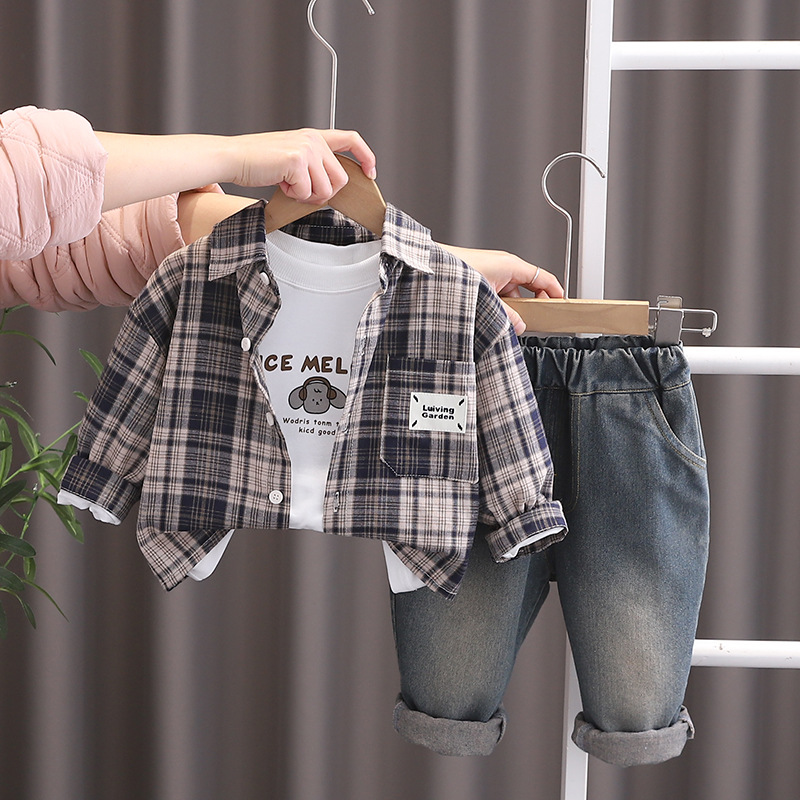 男児春秋スーツ2025新型赤ちゃん春服洋風格子シャツ3点セット赤ちゃん子供男の子潮251212チェッ | 卸売・ 問屋・仕入れの専門サイト ...