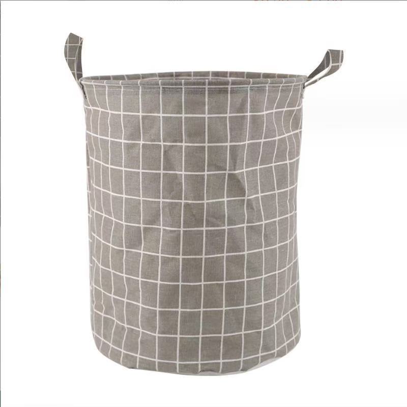 折りたたみ式 綿麻収納バスケット グレーチェック柄 40×50cm | 卸売・ 問屋・仕入れの専門サイト【NETSEA】