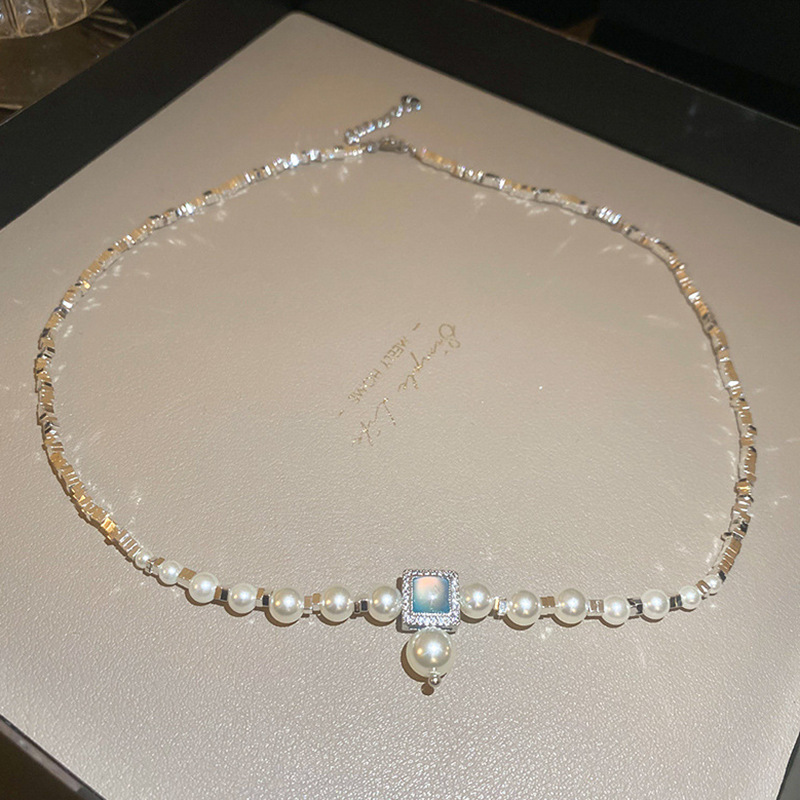 海?宝石 ダイヤ ジルコニア パール ネックレス シルバー ホワイト ブルー | 卸売・ 問屋・仕入れの専門サイト【NETSEA】