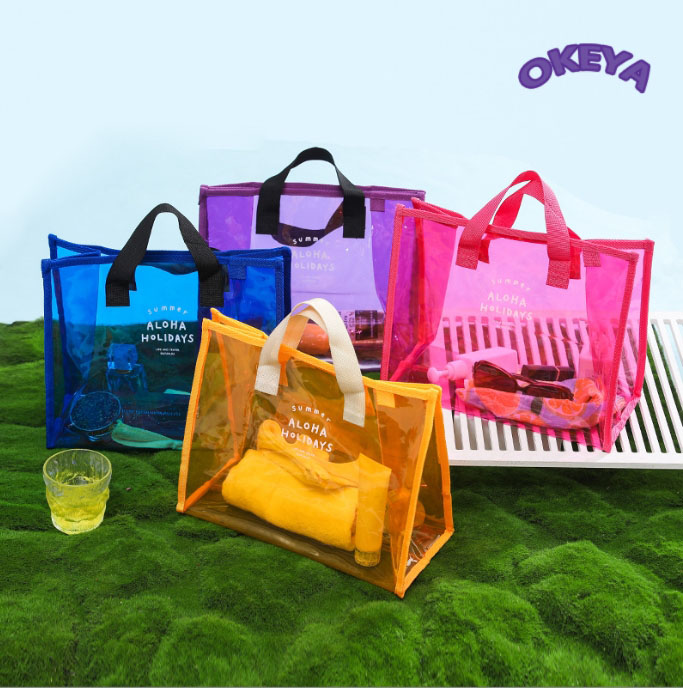 手提げ鞄 ハンドバッグ 透明 トートバッグ PVC 化粧ポーチ 収納バッグ 大容量 防水 35*15*28CM 5色展開 | 卸売・ 問屋・仕入れの専門サイト【NETSEA】