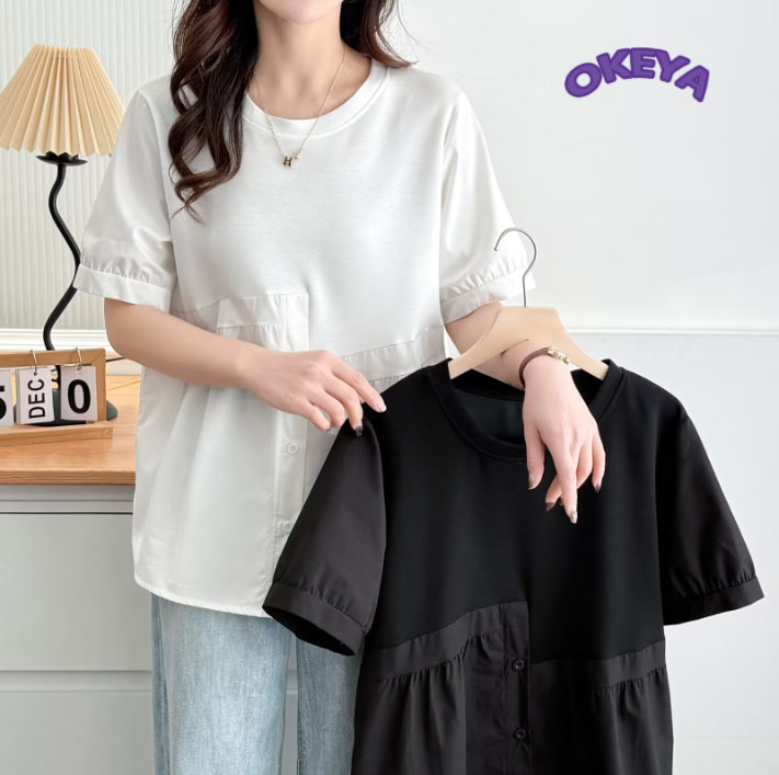 2025年夏新作 INS レディース服 トップス tシャツ 半袖 切り替え 韓国風 カジュアル XL#-4XL# | 卸売・ 問屋・仕入れの専門サイト【NETSEA】