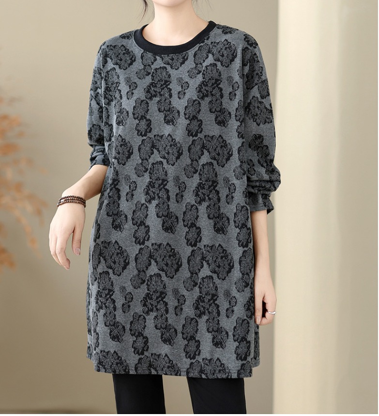 フレンチプリントロングTシャツ 秋冬 ゆったり着回し効くミディ丈トップス大きいサイズ レディ-ス | 卸売・ 問屋・仕入れの専門サイト【NETSEA】